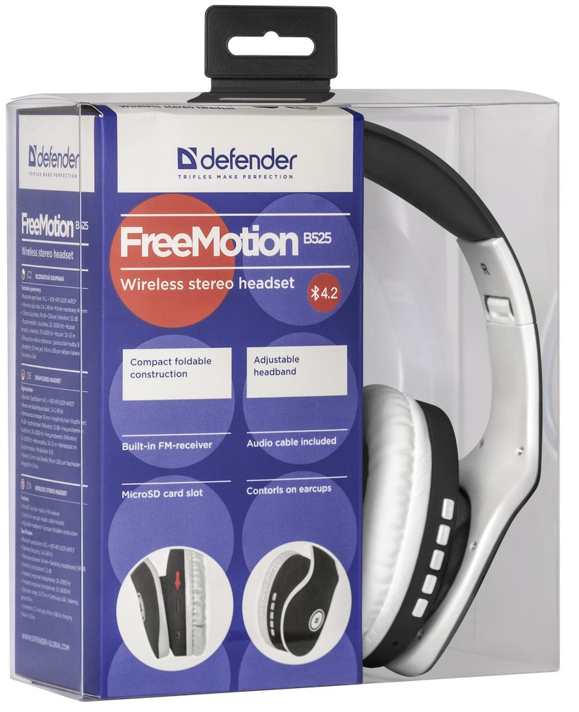 Наушники Defender FreeMotion B525 Black/White Bluetooth (63525) купить ...