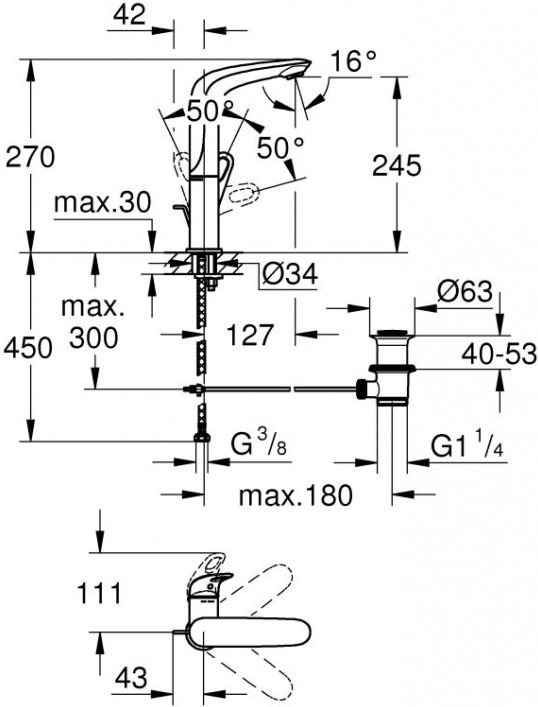 Смеситель для раковины Grohe Eurostyle New 23569003 купить | ELMIR - цена, отзывы, характеристики