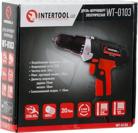Сетевая дрель-шуруповерт Intertool WT-0103 купить | ELMIR - цена, отзывы, характеристики