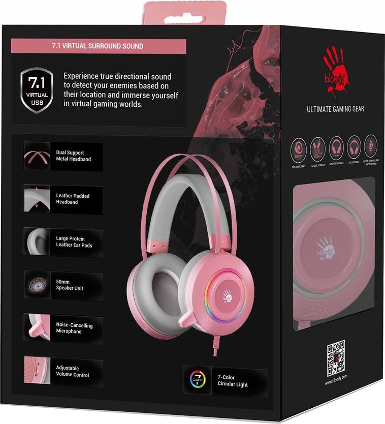 Наушники Bloody G521 Pink купить | ELMIR - цена, отзывы, характеристики