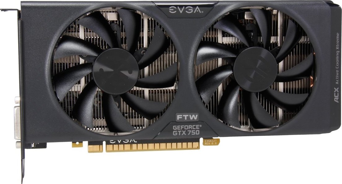 Видеокарта EVGA PCI-E GeForce GTX750 1GB DDR5 FTW ACX (01G-P4-2757-KR ...