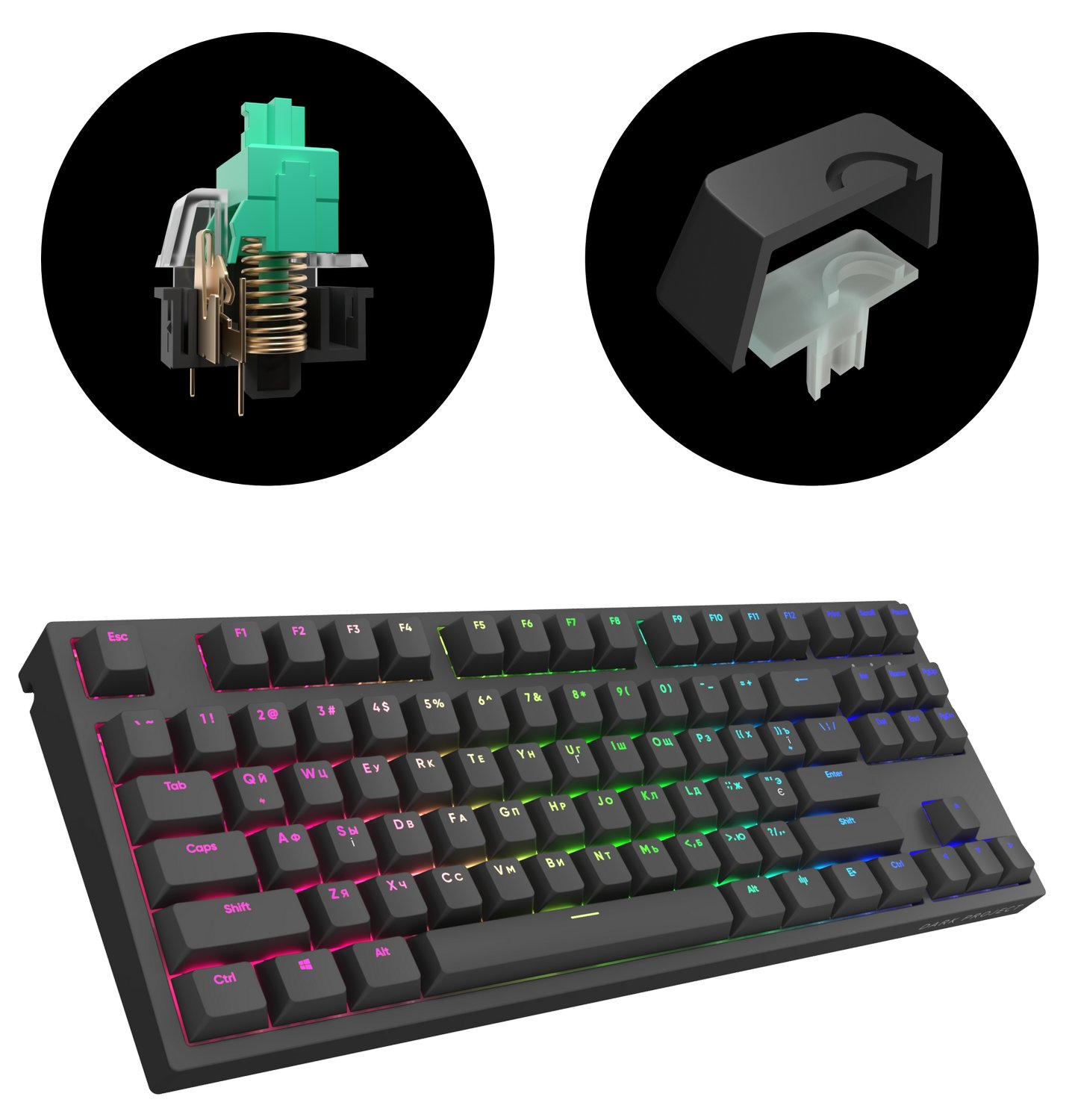 Клавиатура Dark Project One KD87A PBT Mech. g3ms Black Teal (DP-KD-87A ...