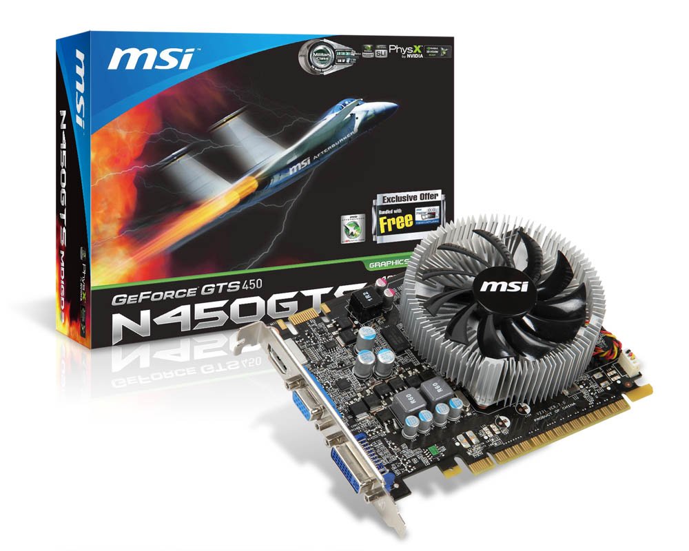 Видеокарта MSI PCI-E GeForce GTS450 1GB DDR3 (N450GTS-MD1GD3) - купить ...