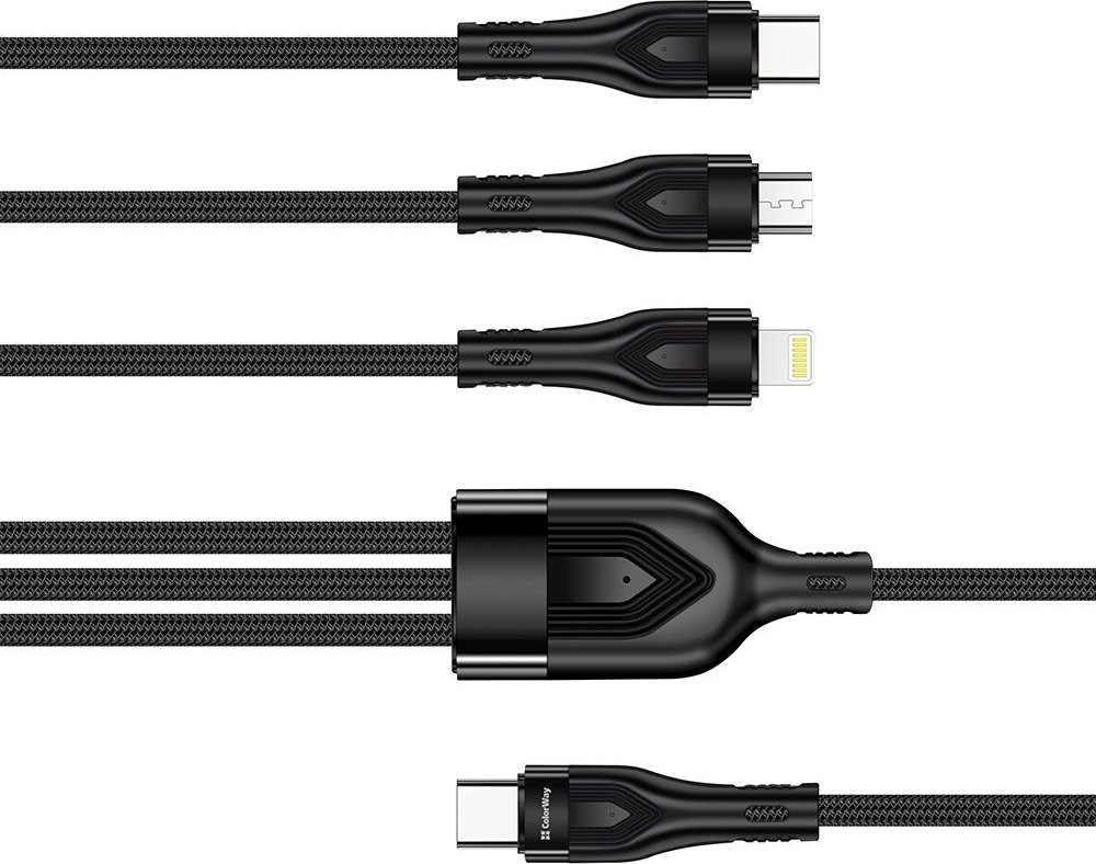 Кабель USB Type C -> Lightning/micro-USB/Type-C ColorWay 1.2 м Black (CW-CBPDU3060-BK) купить ...