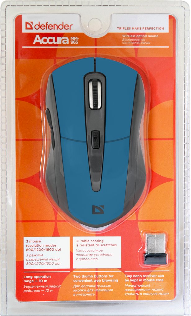 Мышь Defender Accura MM-965 Wireless Blue (52967) купить | ELMIR - цена ...