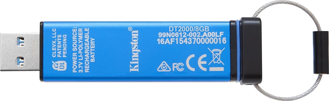 USB флеш накопитель 8GB Kingston DataTraveler 2000 Metal Security ...